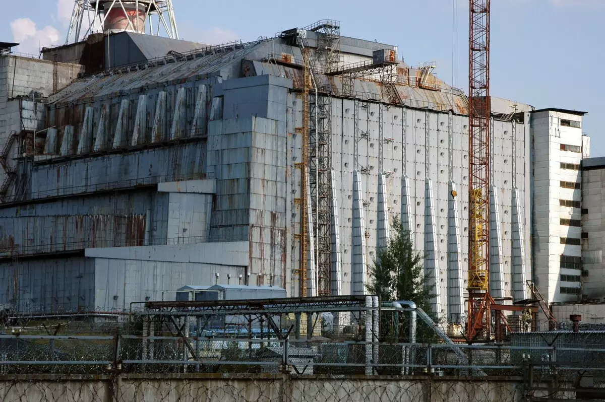 Sarkofág Černobyl JE NPP.