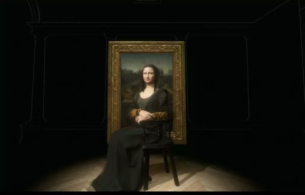 Pe partea laterală a sticlei: versiunea 3D a lui Mona Lisa a apărut în Luvru