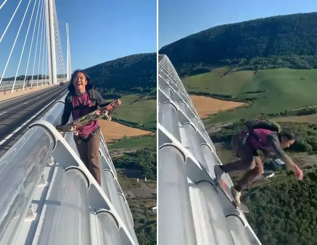 Skateboarder saute du plus haut pont du monde: vidéo