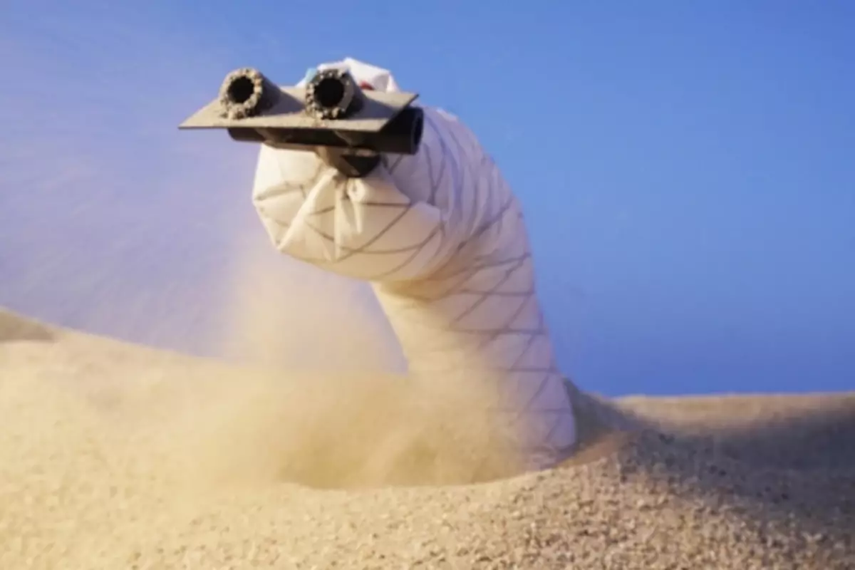 In den USA erstellte ein Roboterwurm. Es kann sich im Sand und im weichen Boden bewegen