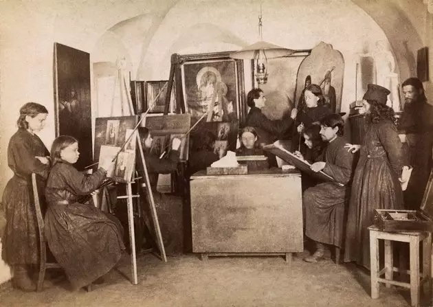 Valaam 수도원, 1890 년대의 그림 워크샵. 세르게이 Maximashin의 컬렉션