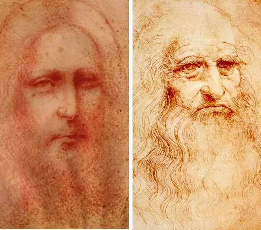 Wa Sketch pẹlu aworan ti Mor Kristi ijuwe ti Leonardo da vinci