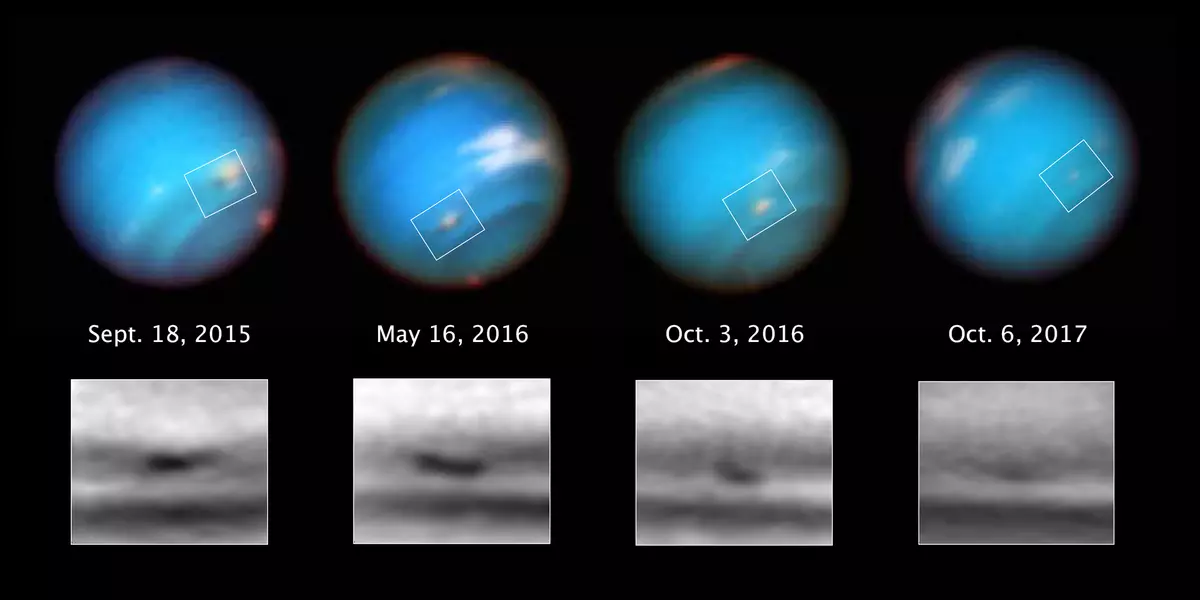 Temni vrtinec na površini Neptuna postopoma zmanjšuje