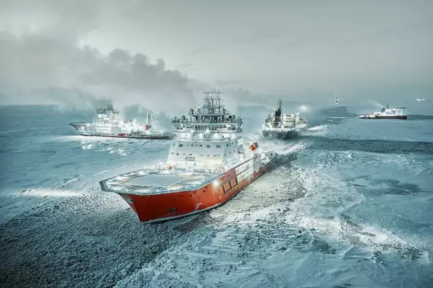 Icebreaker Andrei Vilkitsky. Grianghraf: Gazprom-neft.ru.