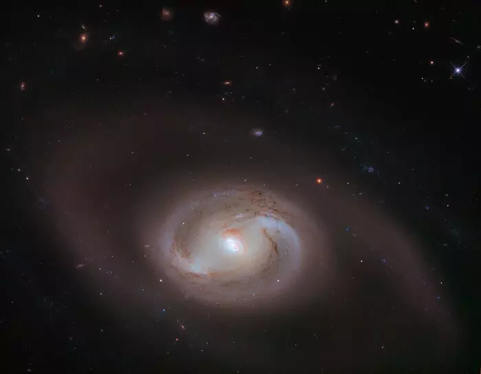 Ffilmiodd "Hubble" Galaxy troellog gyda "Pseudocolts"