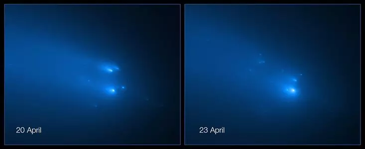 "Hubble" o'nlab bo'laklar uchun atlas kometetlarining qulashini qo'lga kiritdi