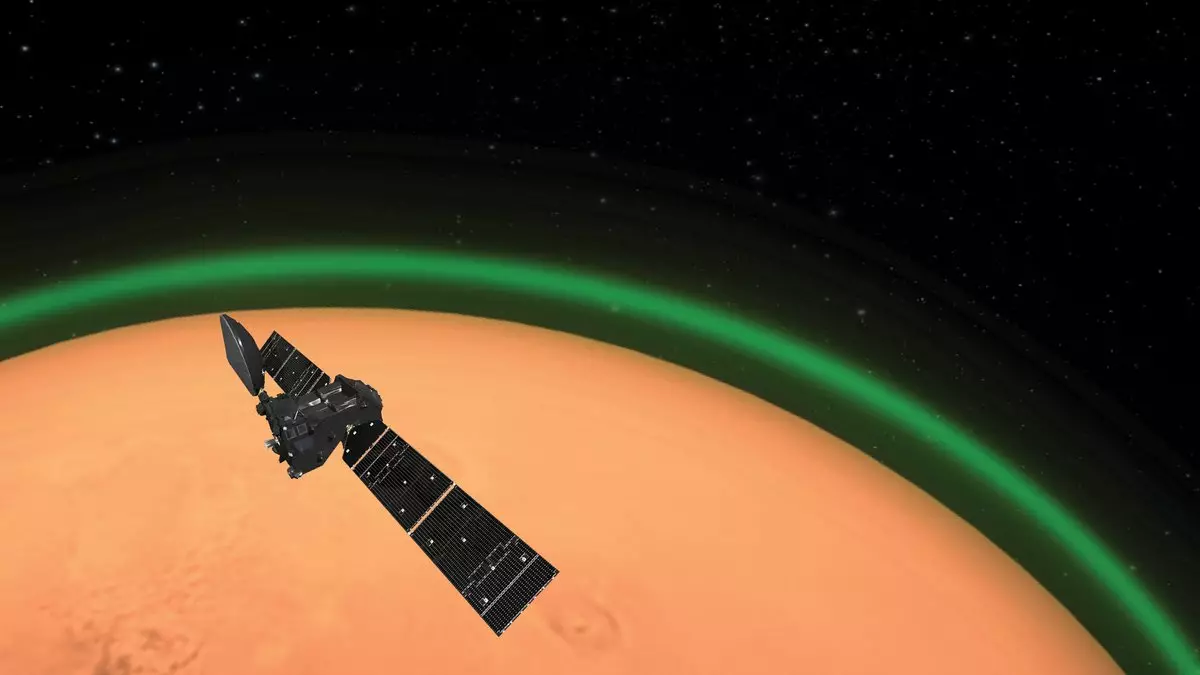 在火星的气氛中发现了绿色的辉光