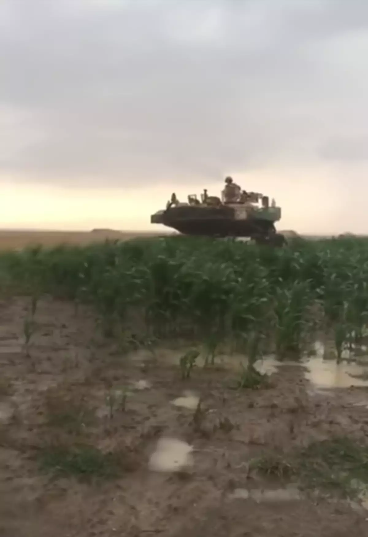 Den Nato Zaldote zoufälleg d'Felder vu rumänesche Baueren zerstéieren