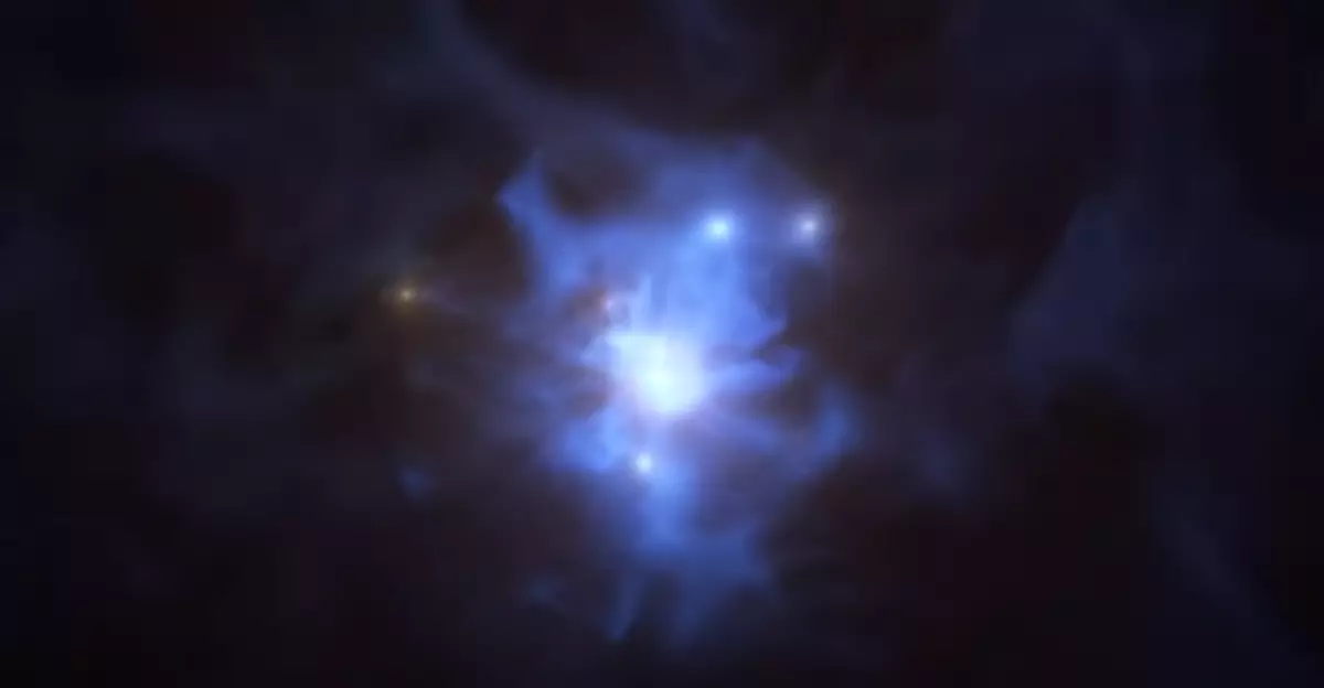고대 블랙홀의 중력 네트워크에서 6 명의 은하계를 쳤다.
