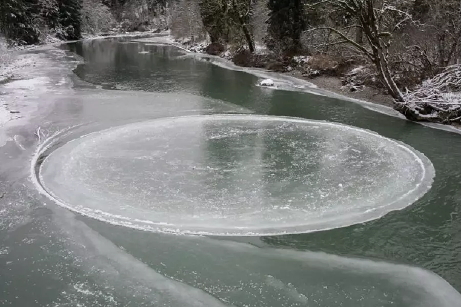 પાણી પર કેવી રીતે આદર્શ બરફ વર્તુળો દેખાય છે: વિડિઓ