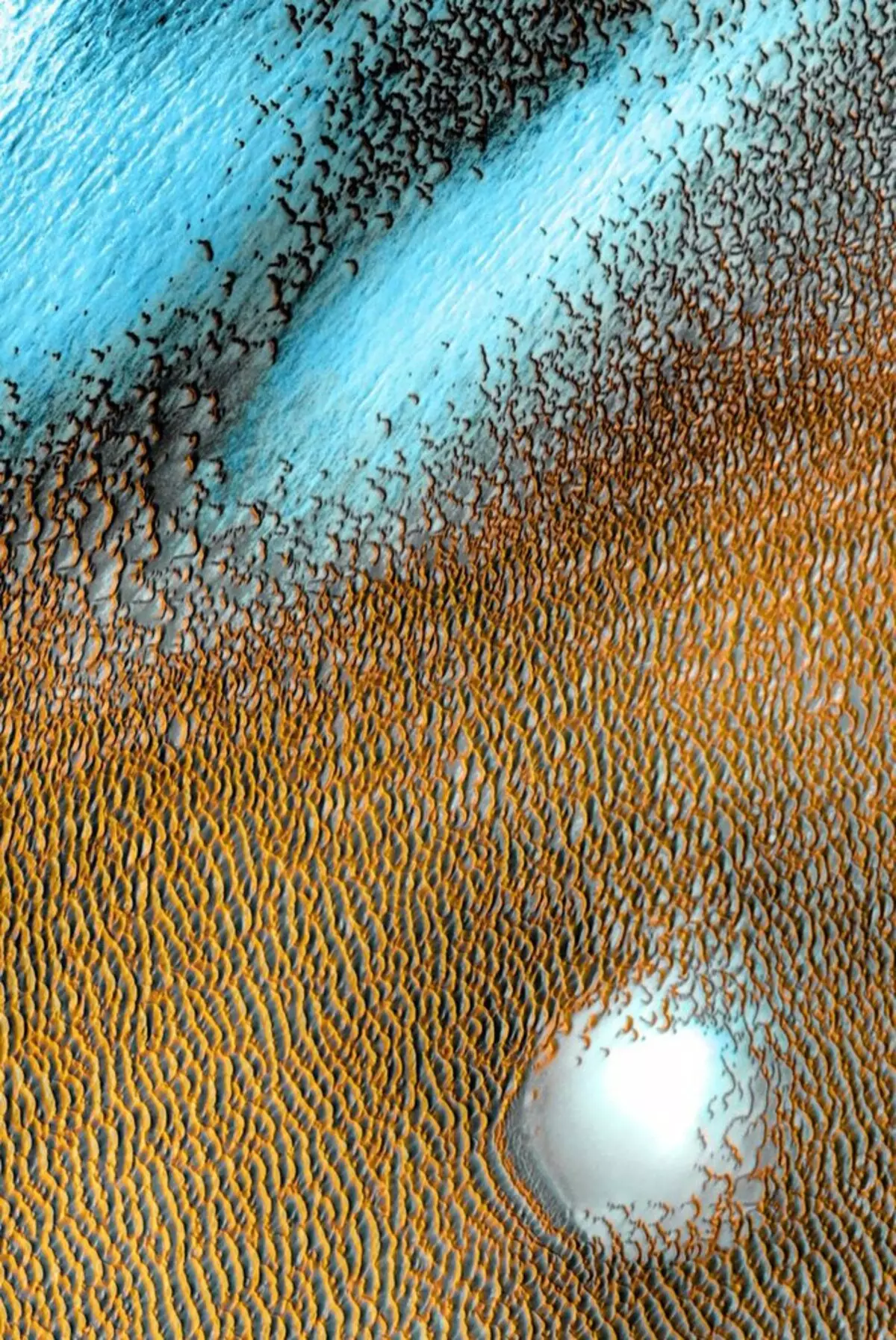 화성에 파란색 모래 언덕 : NASA에서 하루의 사진