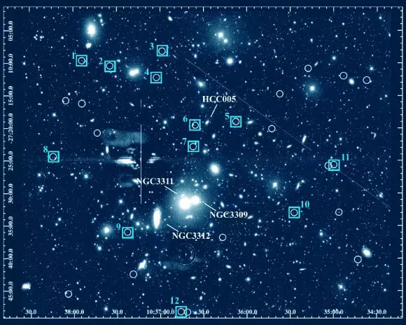 في الكتلة هيدرا وجدت 12 المجرات فائقة ضخ