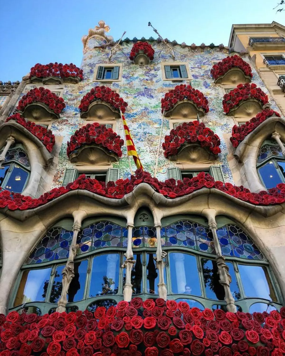 وتمت تغطية البيت العظام في برشلونة مع الورود: الصور والفيديو