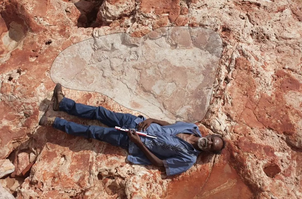 Record Giant Dinosaurus Trať nájdený v Austrálii