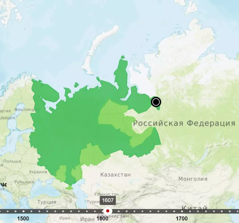 Interactive map nke mgbanwe ndị na-ókè nke Russia ya dum akụkọ ihe mere