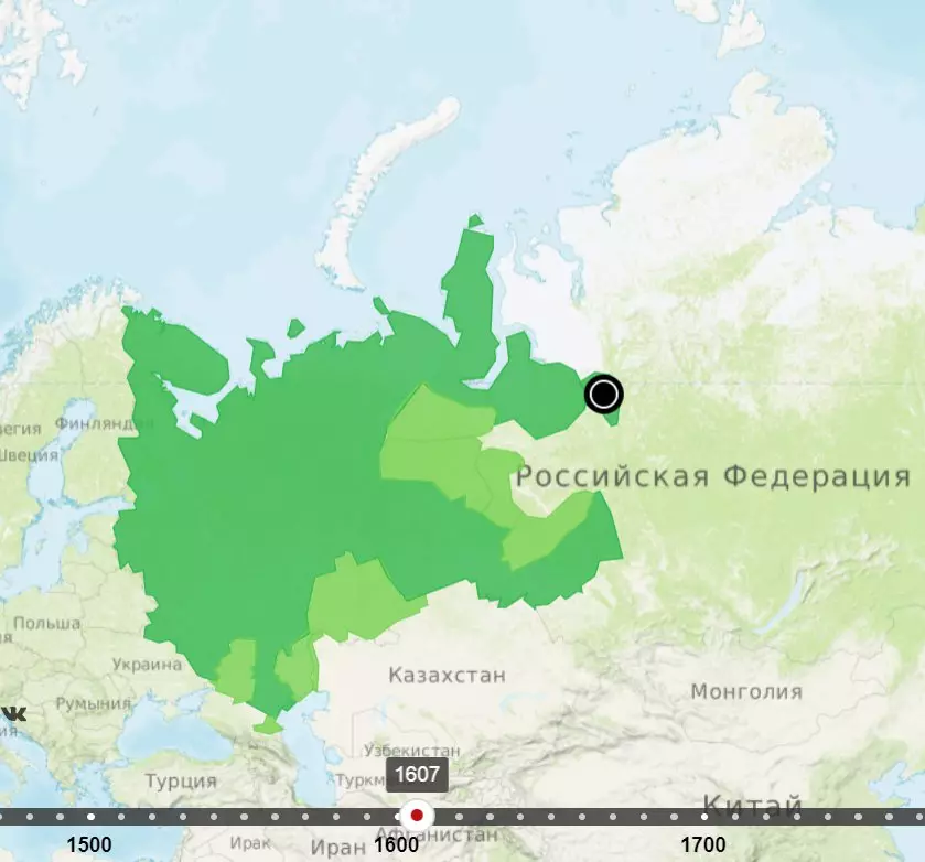 त्याच्या संपूर्ण इतिहासात रशियाच्या सीमांमध्ये बदलांचे परस्परसंवादी नकाशा