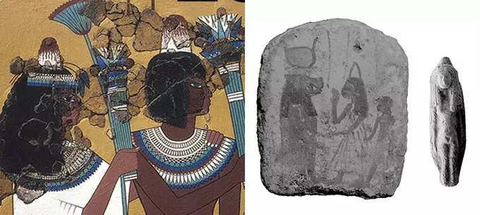 Kegelvormige hoede op antieke Egiptenare