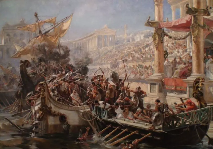 Navamachy: Sea Battle of Gladiators in Amphitheater