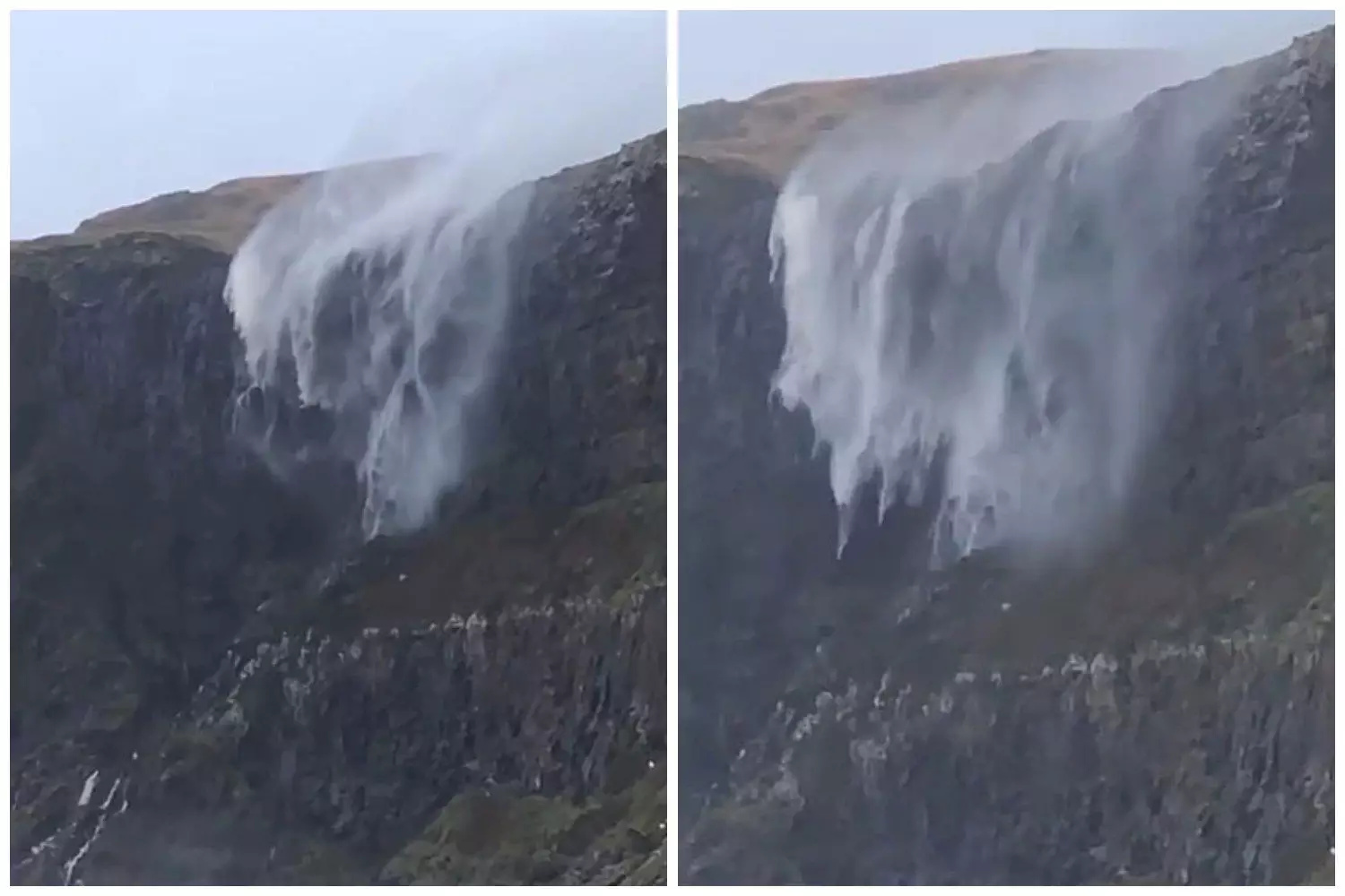 Cascada escocesa fluye hacia arriba: video