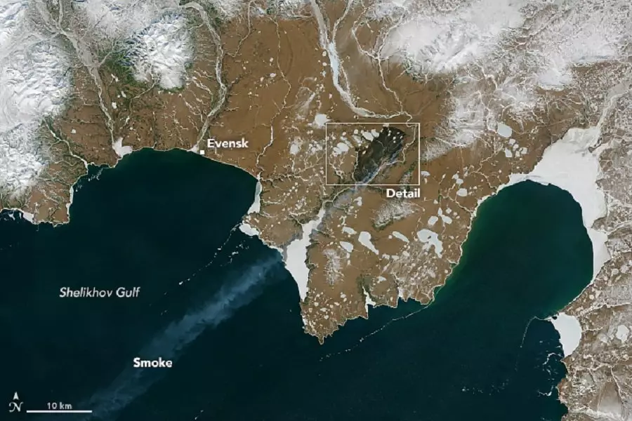 Největší oheň v Rusku zuří v regionu Magadan